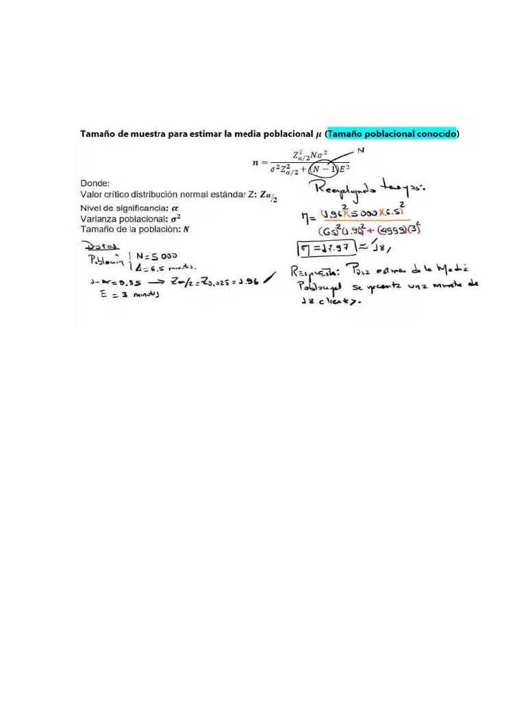 Tamaño de Muestra para Estimar La Media Poblacional | PDF