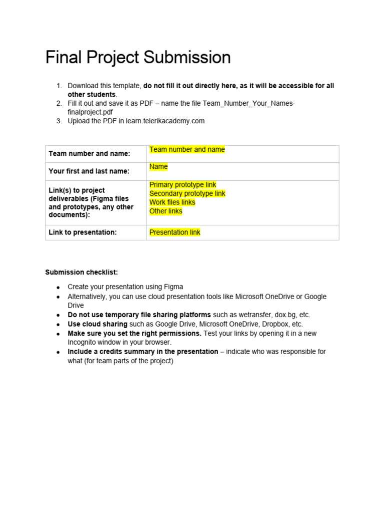 Final Project Submission Guidelines | PDF