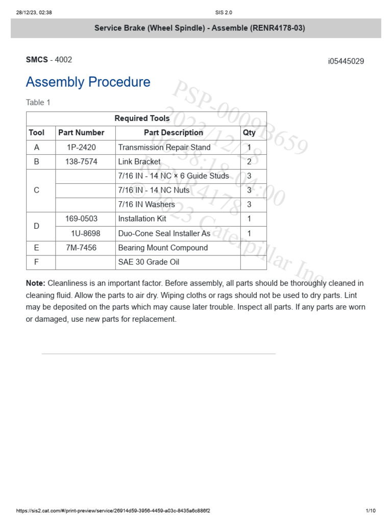 Asssemble Service Brake 14H ASE | PDF | Wheel | Mechanical Engineering