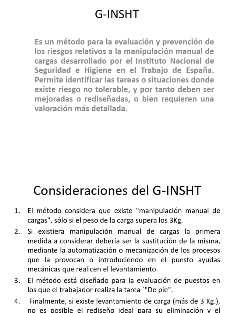 Presentacion Del Metodo de Evaluacion G-InSHT | PDF