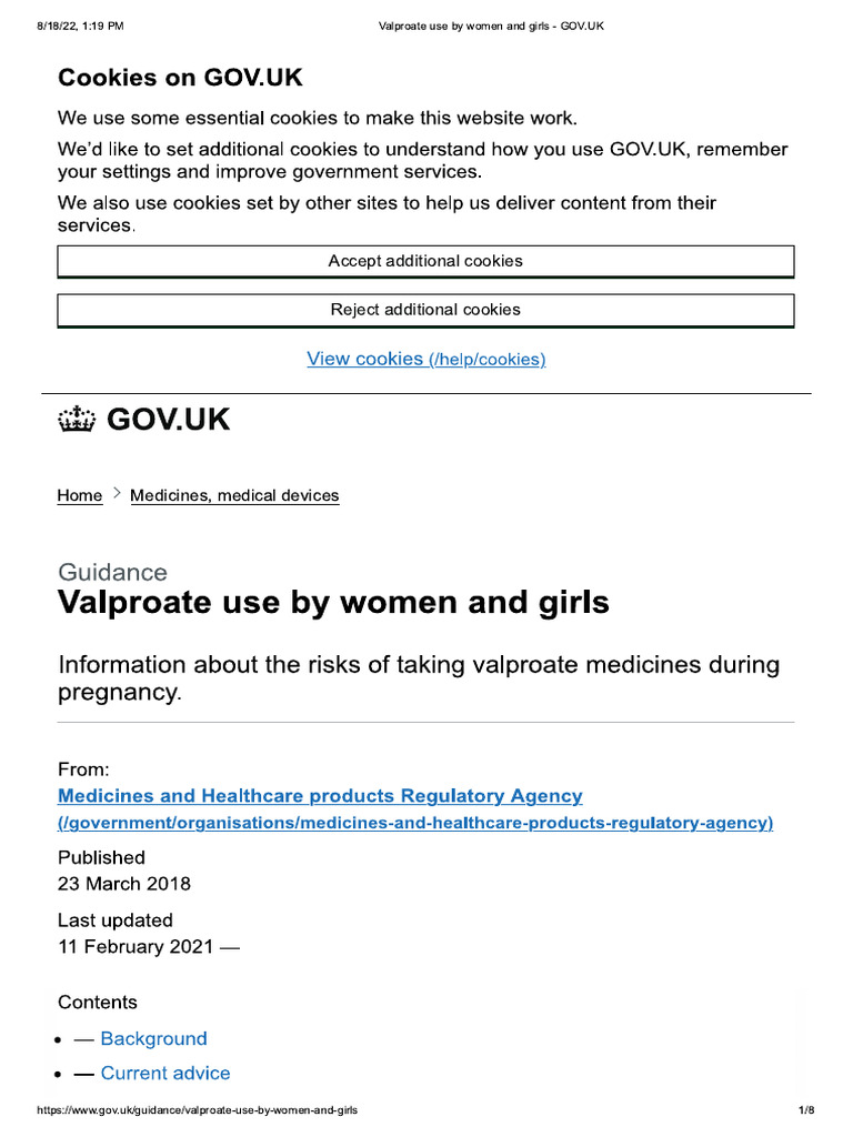 Valproate use by women and girls - GOV | PDF