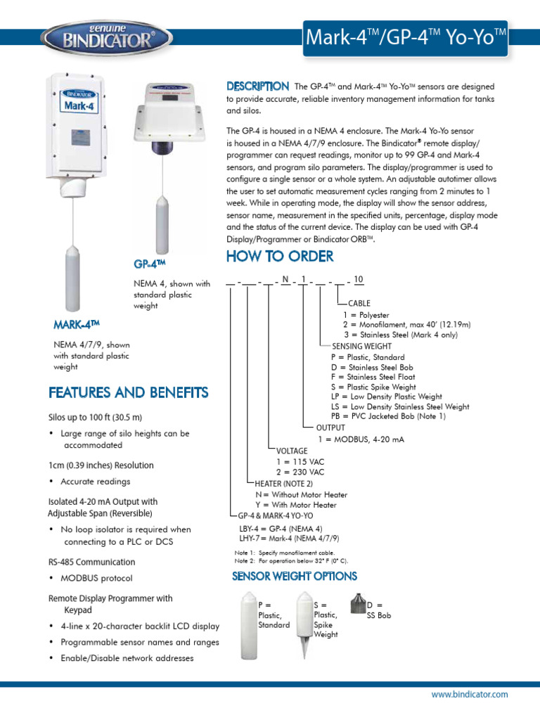 Mark 4 GP 4 Yo Yo Specification Sheet | PDF