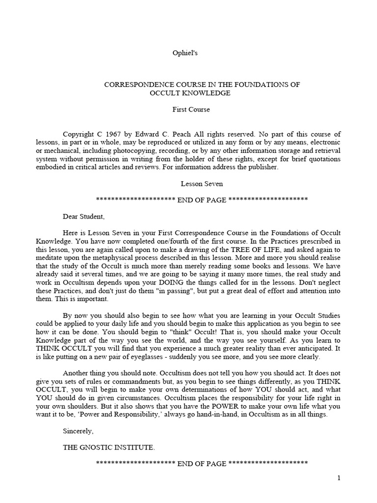 207 'Ophiel' 'Foundation Occult' Lesson Seyqhqven | PDF | Hermetic ...