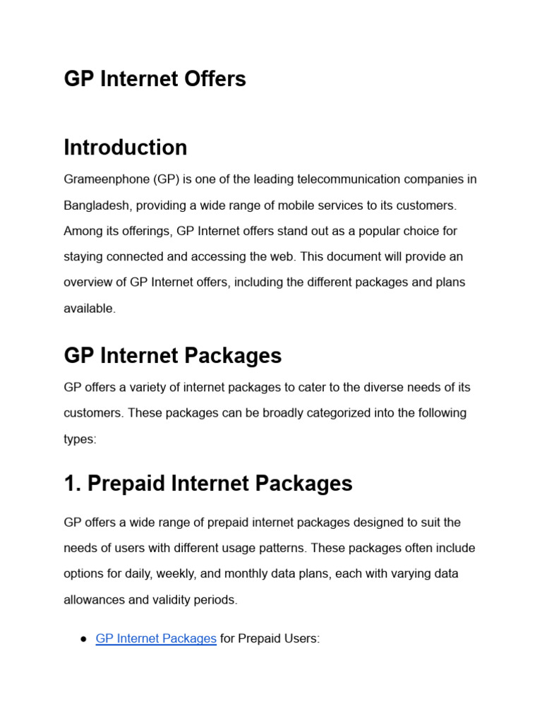GP Internet Offers | PDF | Internet | Prepaid Mobile Phone