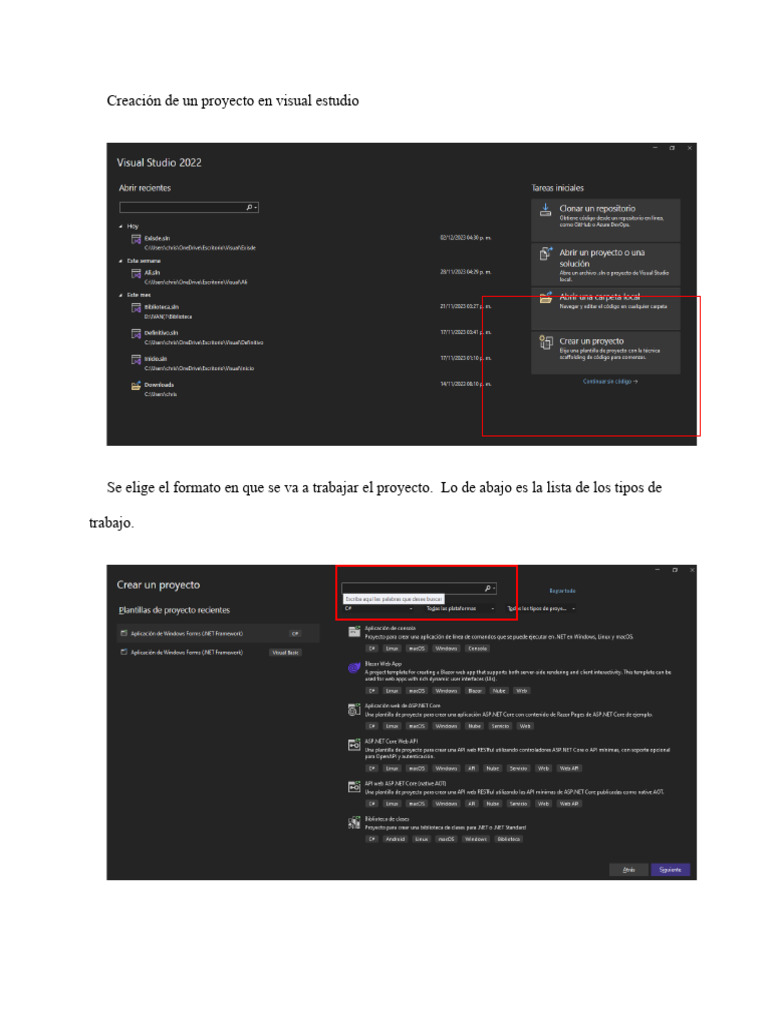 Creación de Un Proyecto en Visual Estudio | PDF | Software del sistema | Programación de ...