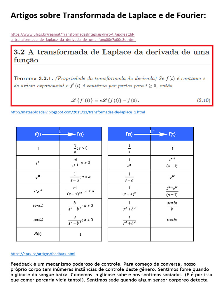 Artigos Sobre Transformada de Laplace e de Fourier | PDF