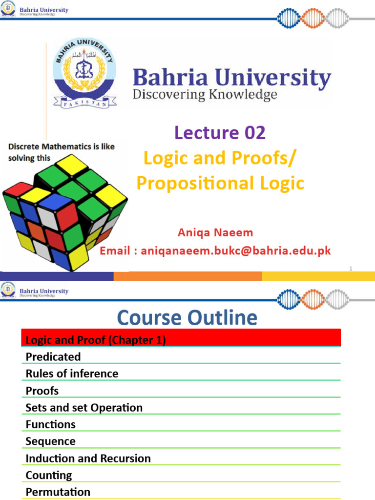DM Lecture 2 Logic and Proofs 13102021 031322pm | PDF | Logic | Mathematical Proof