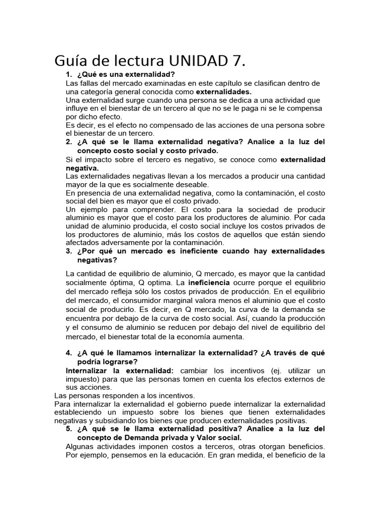 Guia de Lectura N7 TERMINADA | PDF | Exterioridad | Mercado (economía) Guia de Lectura N7 TERMINADA | PDF | Exterioridad | Mercado (economía)