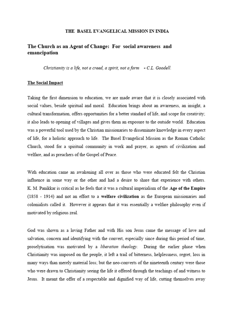 The Basel Evangelical Mission in India | Download Free PDF | Religious ...