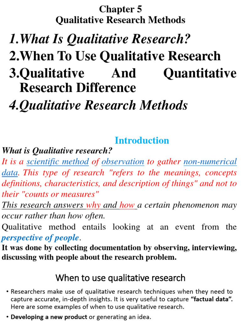Class CH 5 | PDF | Qualitative Research | Quantitative Research