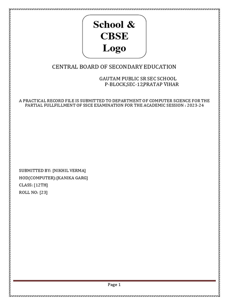 CS Practical File 2022-23 - Copy | PDF | Comma Separated Values | Text File