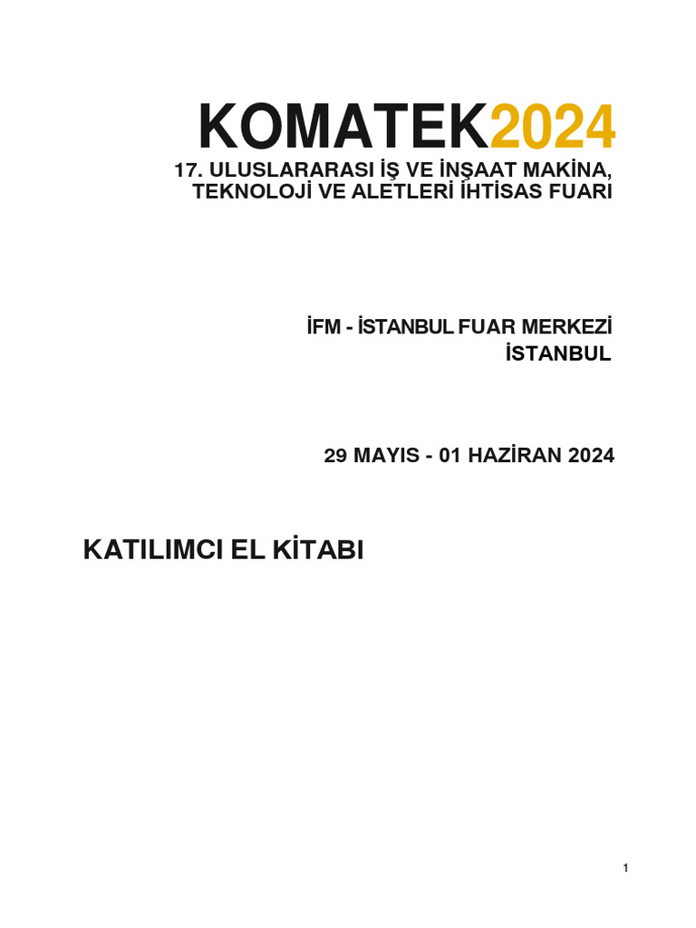 Komatek2024 Katilimci El Kitabi | PDF