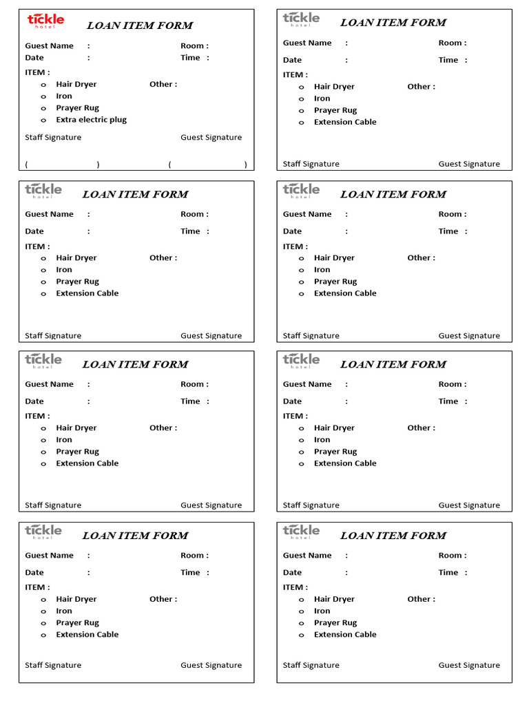 Loan Item Form | PDF