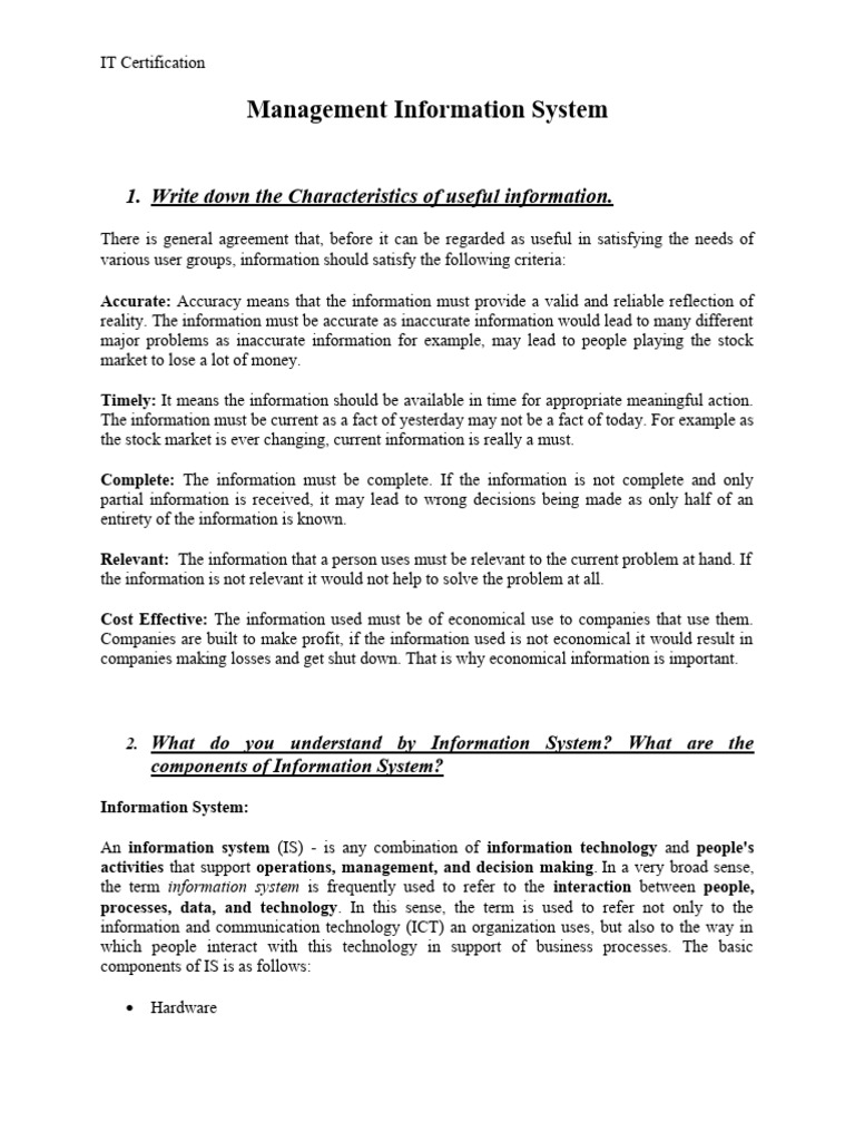 Management Information System | PDF