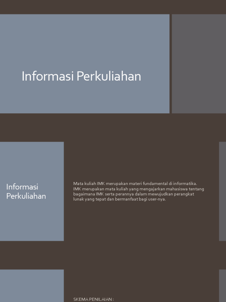Informasi Perkuliahan Dan Pengenalan IMK (Minggu 1) | PDF | Teknologi & Rekayasa