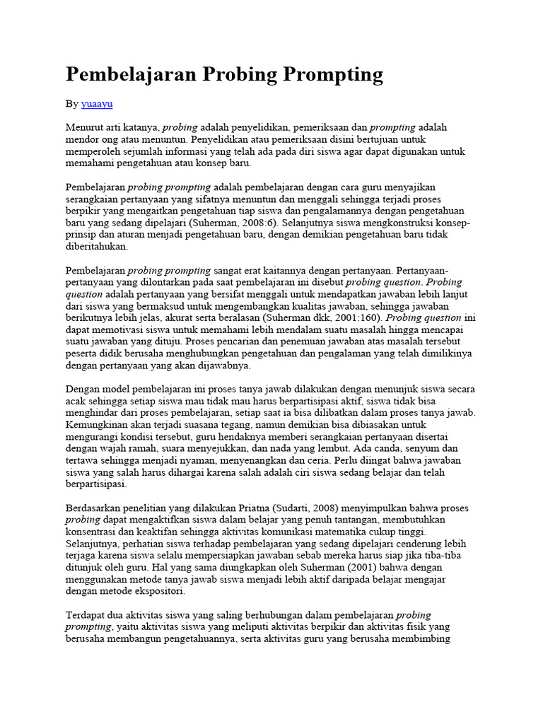 Pembelajaran Probing Prompting | PDF