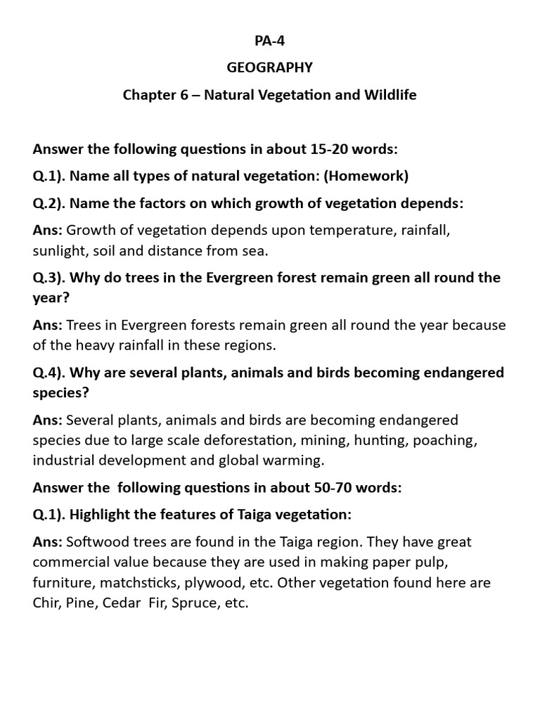 Geography - Ch-6 Natural Vegetation and Wildlife | PDF | Forests | Trees