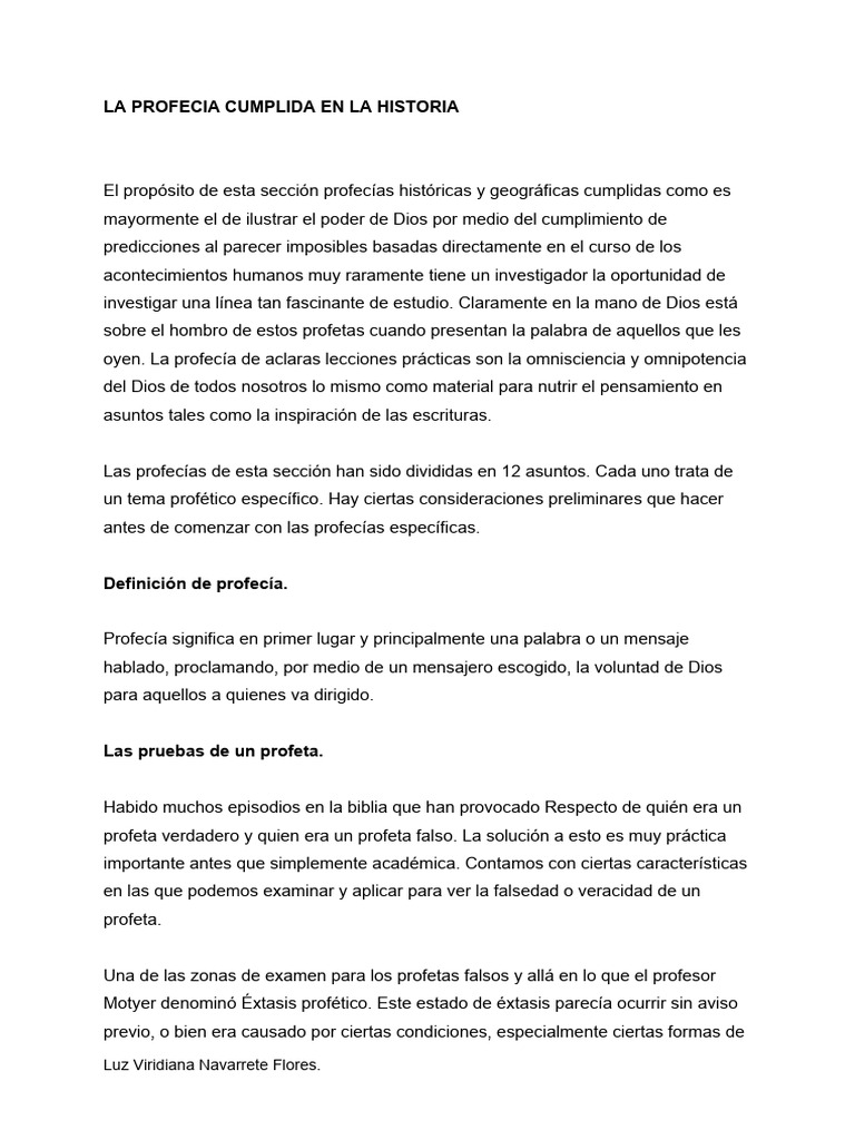 La Profecía Cumplida en La Historia | PDF