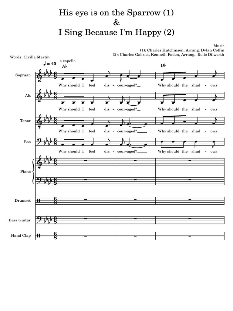 His Eye Is On The Sparrow - I Sing Because Im Happy - SATB | PDF