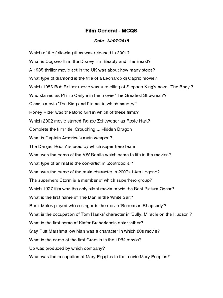 Film General MCQS 86 | PDF