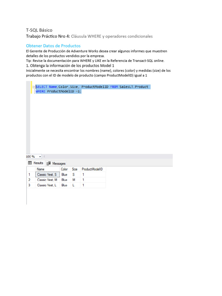Trabajo Práctico Nro 4 Cláusula WHERE y Operadores Condicionales | PDF
