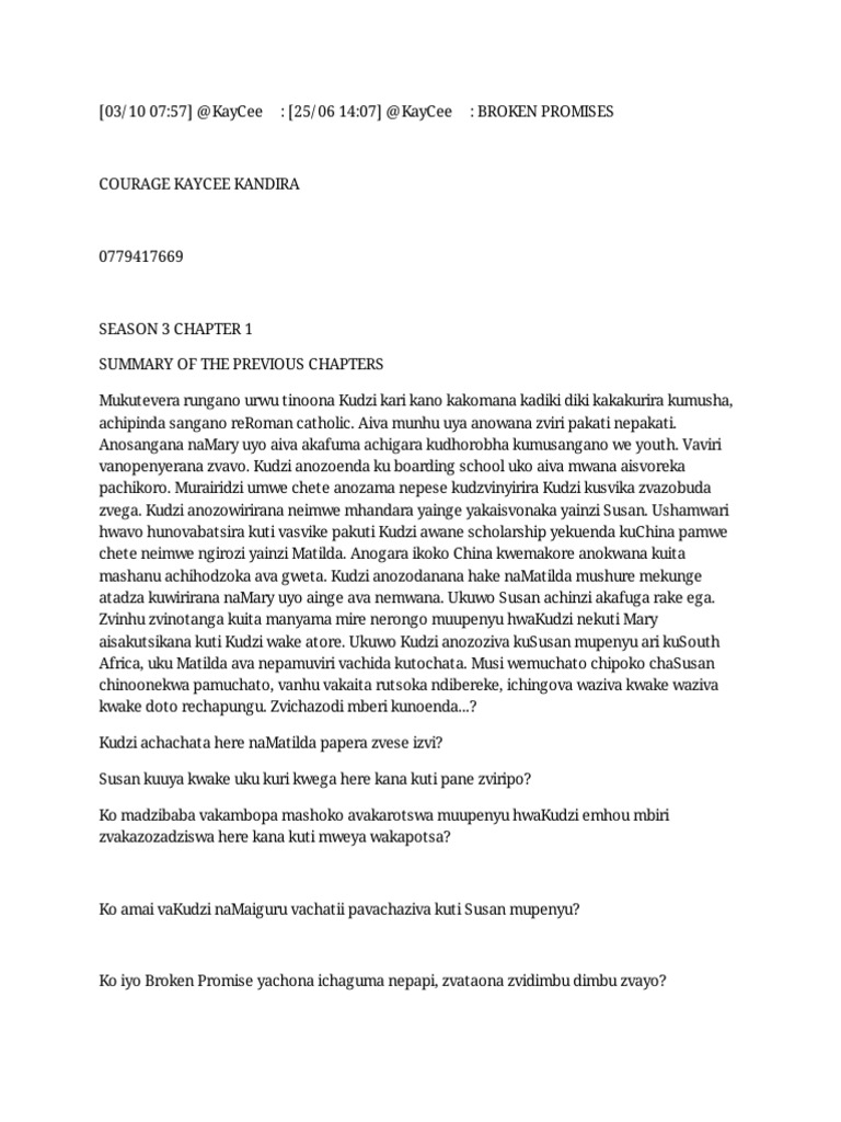 Broken Promises SS3 | PDF