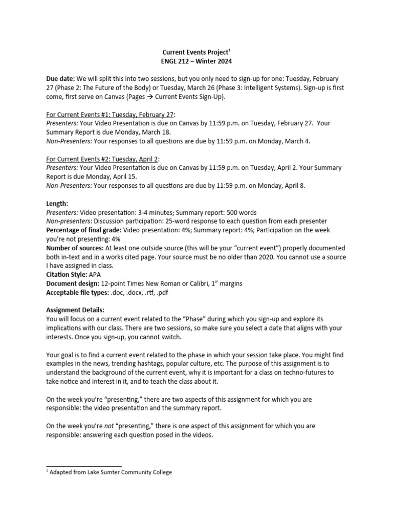 212 W24 Current Events Project | PDF