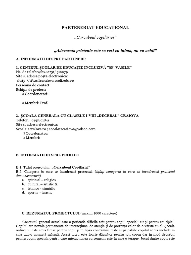 Parteneriat Educational | PDF