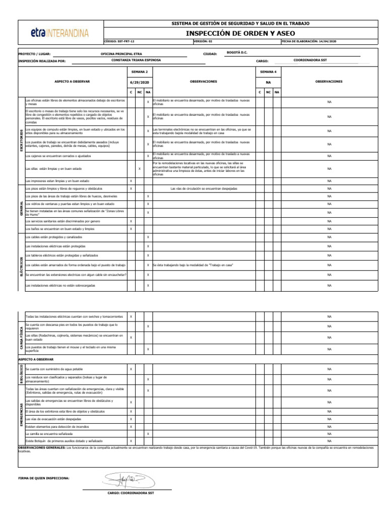 Sst-frt-12 Formato de Orden y Aseo | PDF