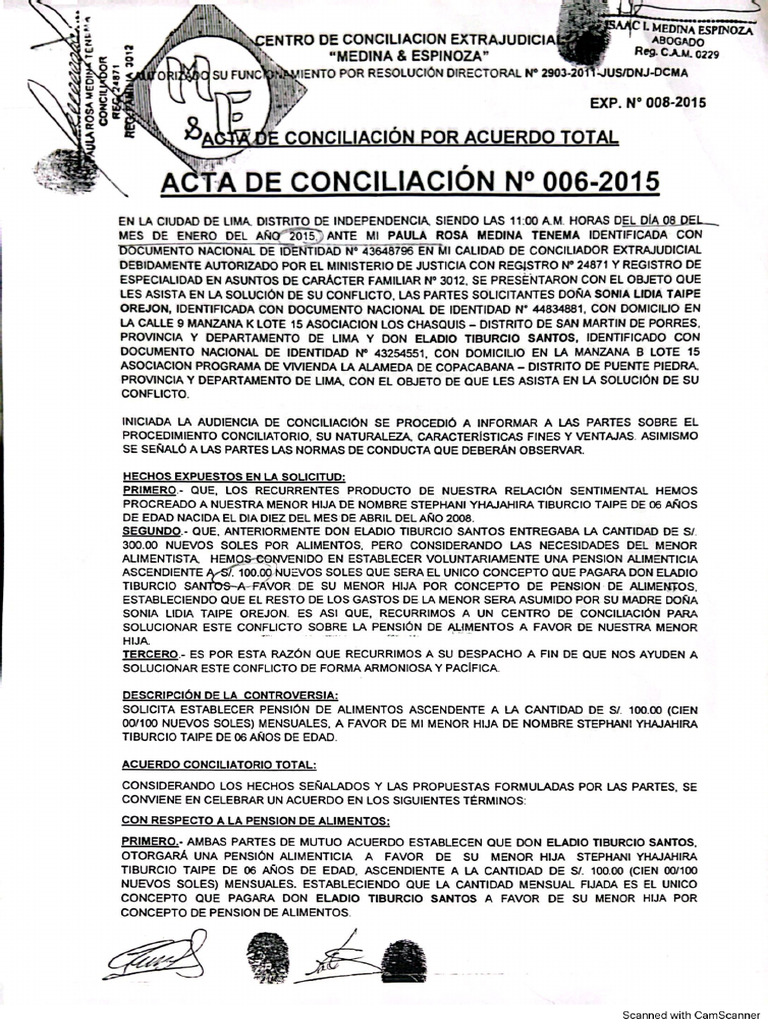 Acta de Conciliación. 2015 Por Variación | PDF