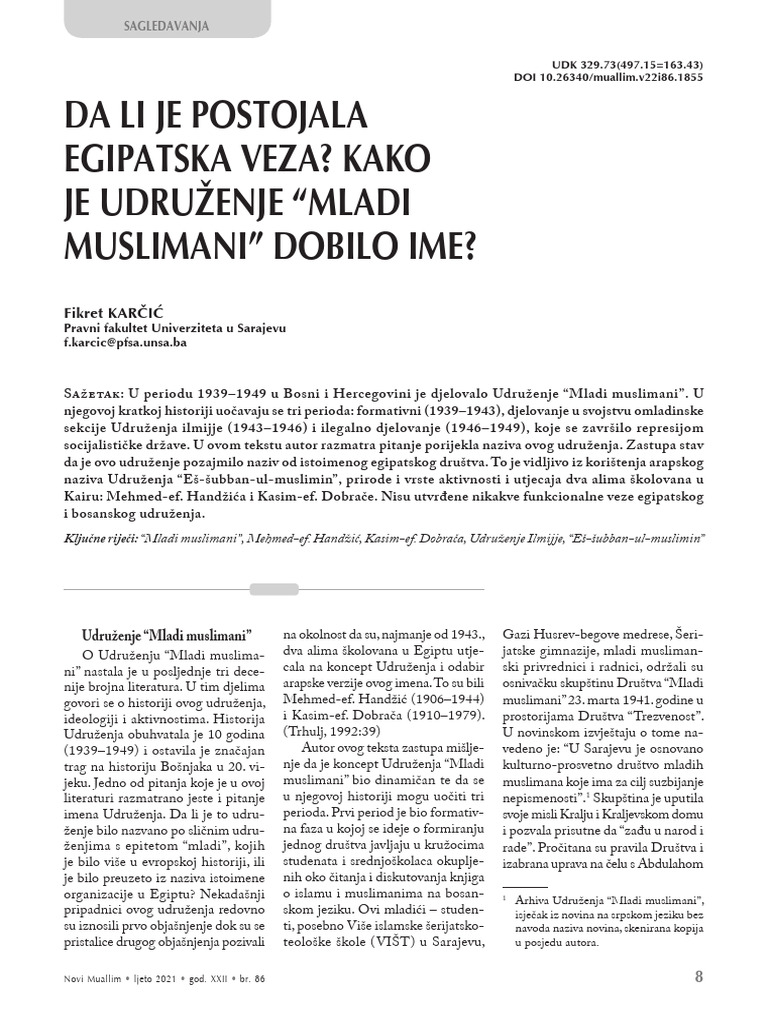 Fikret Karčić - El Hidaje - Mladi Muslimani | PDF