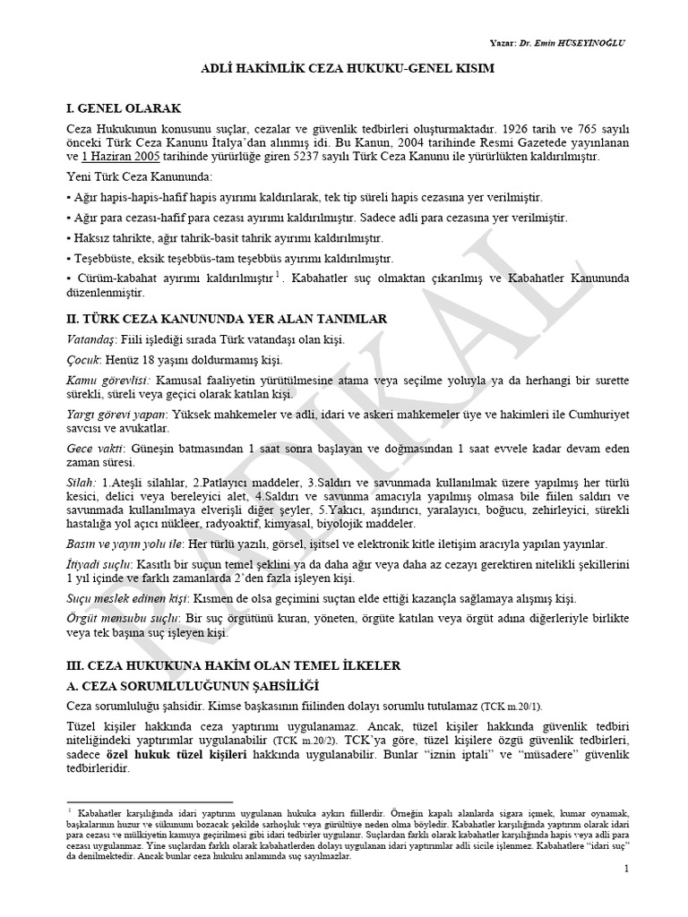 Ceza Genel Not 2013 | PDF