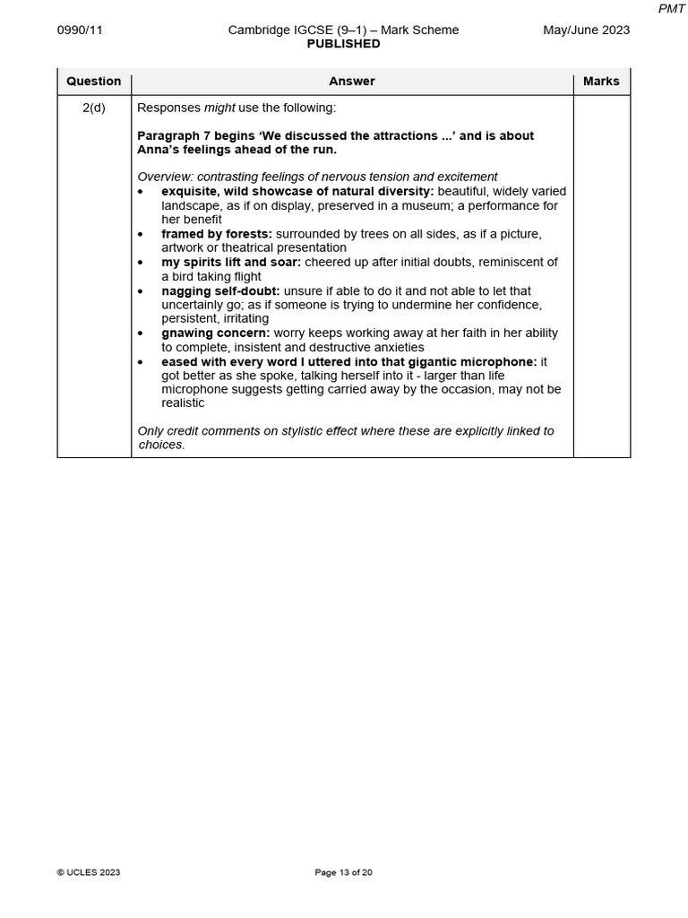 Cambridge IGCSE Mark Scheme Analysis | PDF