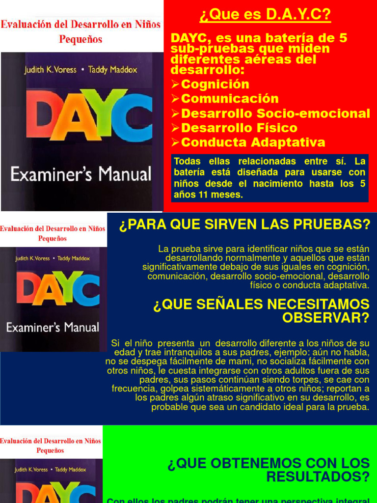 Evaluación DAYC para Desarrollo Infantil | PDF
