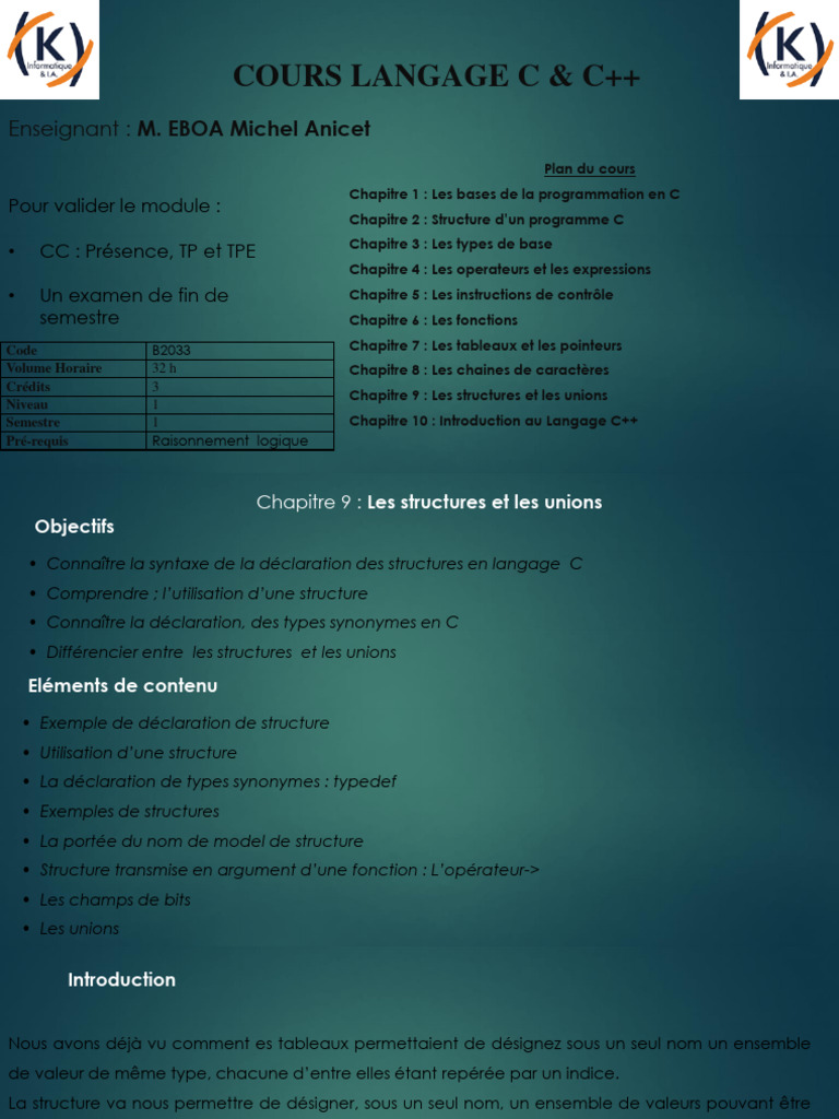 Langage C & C++ Chap 9 | PDF