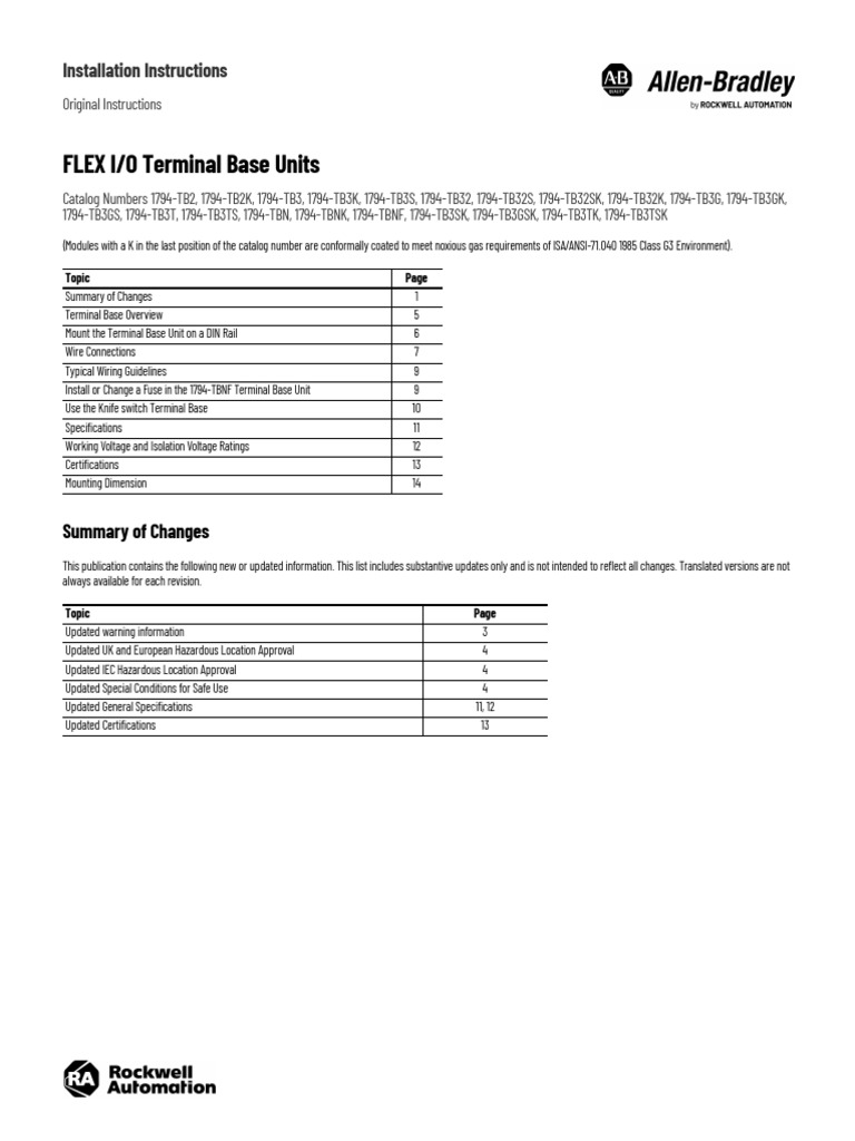 Manual de Instalação FLEX I/O Terminal Base Units | PDF | Electrical ...