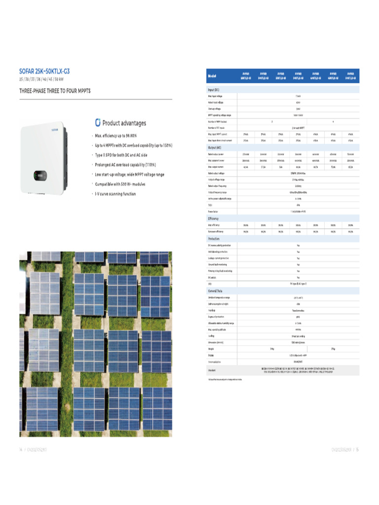 Datasheet SOFAR 25-50KTLX-G3 EN | PDF