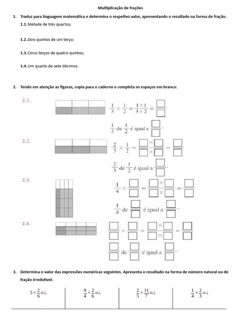 FT - Multiplicação de Frações | PDF