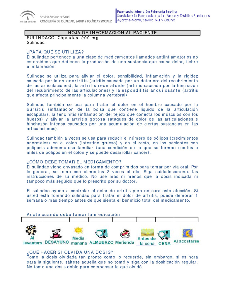 SULINDAC Sulindaco | PDF | Artritis | Especialidades Medicas