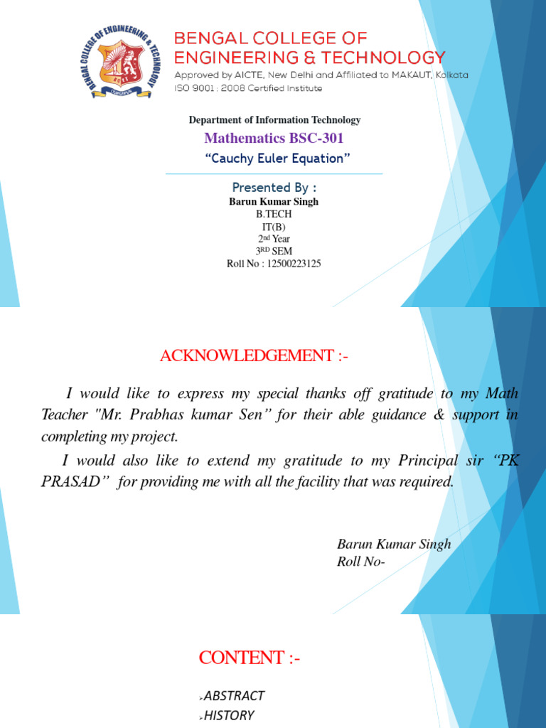 Barun Kumar Singh - BSC-301 | PDF | Equations | Differential Equations