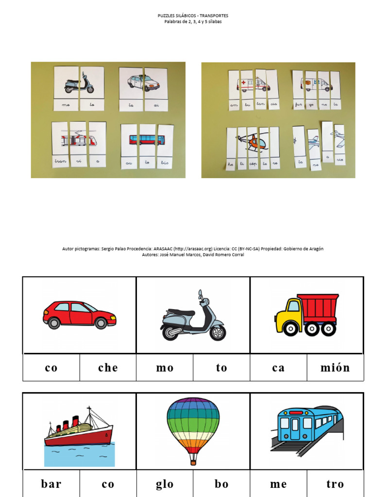 Conciencia Fonologica Puzzles Silabicos Minusculas Transportes | PDF ...