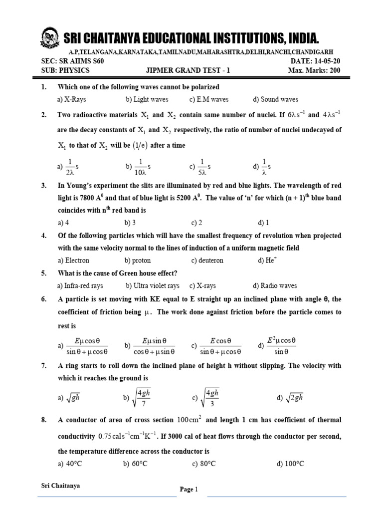 NEET Test Series 50 | PDF