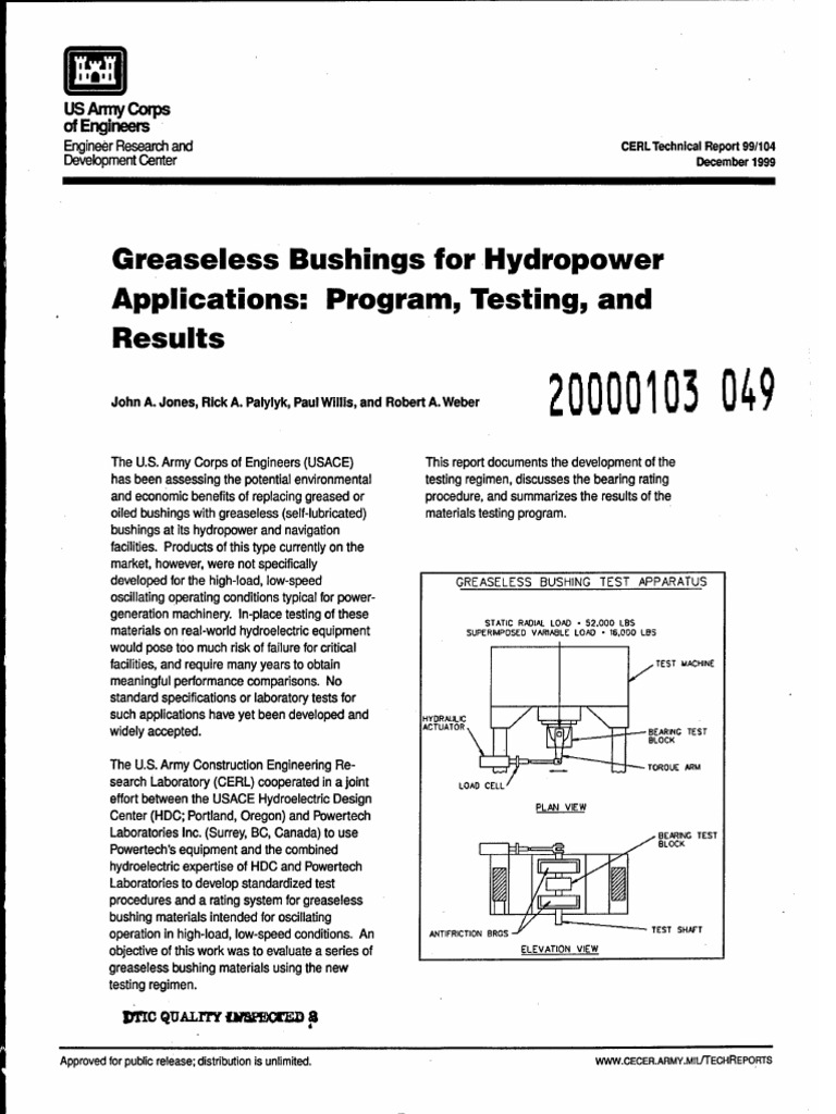 Greaseless Bushings For Hydropower Applications Dec 1999 | PDF