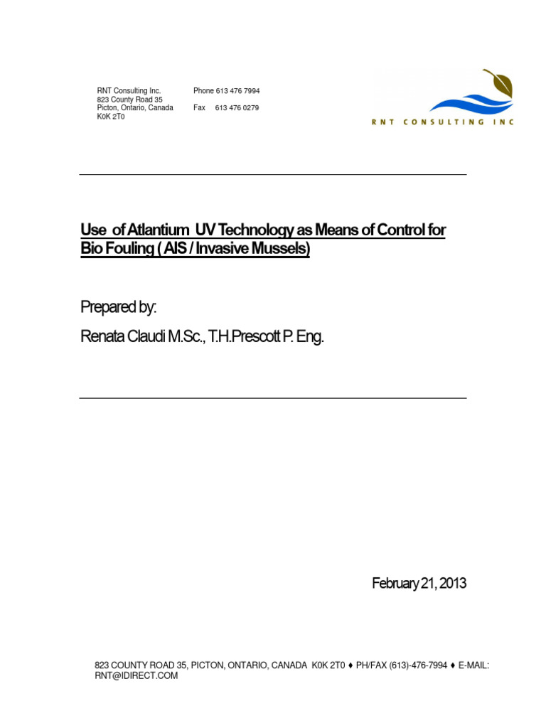 Use of Atlantium Uv Technology As Means of Control For Bio Fouling Ais ...