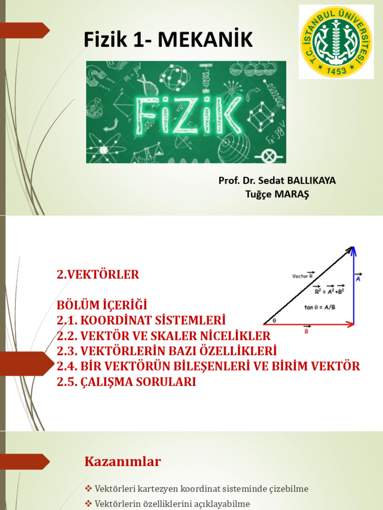 Fizik1 Ders2 Vektörler | PDF