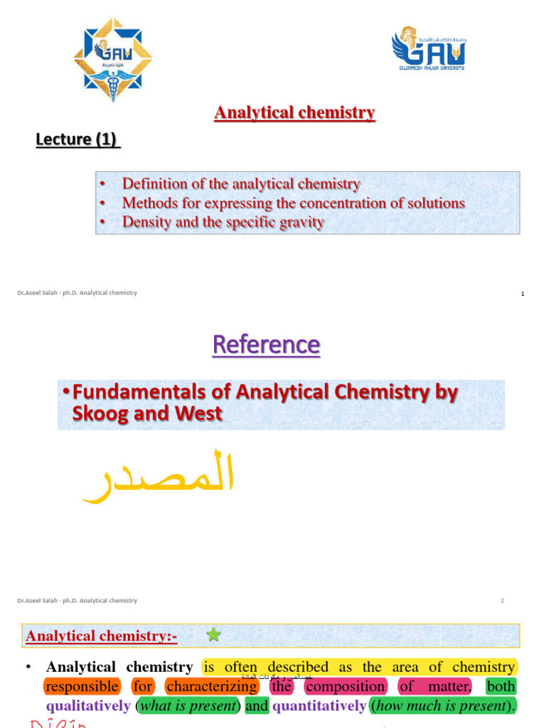 Lec. 1 Definition of The Analytical Chemistry | PDF | Mole (Unit) | Analytical Chemistry