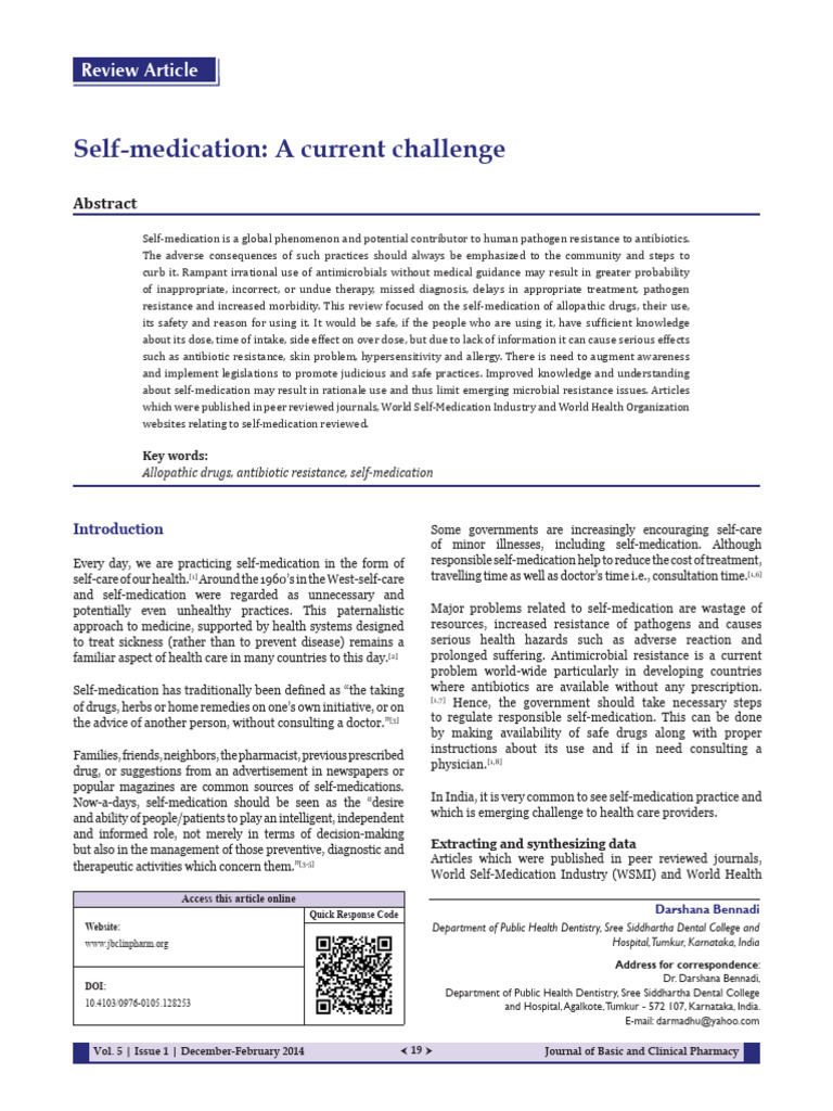 Articulo Self Medication A Current Challenge | PDF