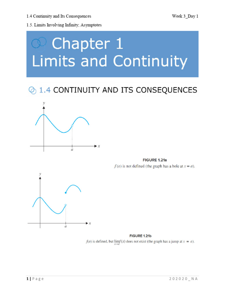 Week 3 - Day 1 - Section 1.4 Continuity and Its Consequences | Download Free PDF | Asymptote ...