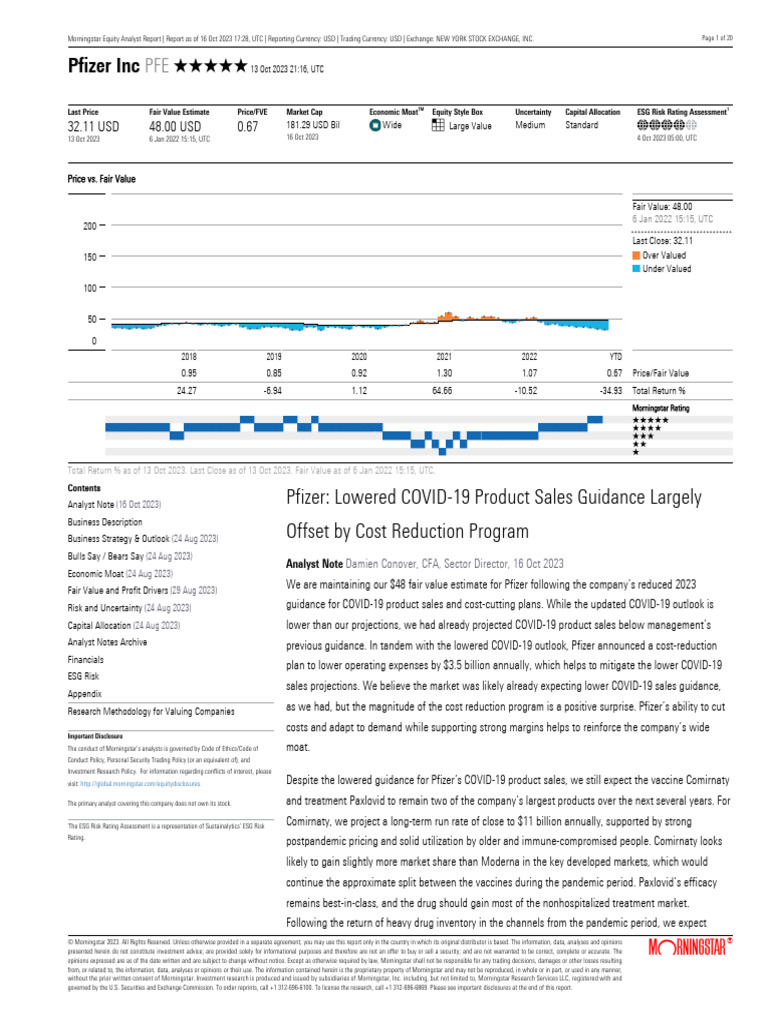 Morningstar Report | PDF | Pfizer | Investing