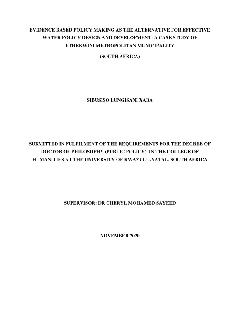 10 Xaba, S. (2020) - Evidence-Based Policy Making As The Alternative ... 10 Xaba, S. (2020) - Evidence-Based Policy Making As The Alternative ...